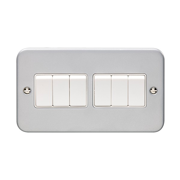 Eurolite Utility Metal Clad 6 Gang 10A 2 Way Switch (MC6SW W) at UKES