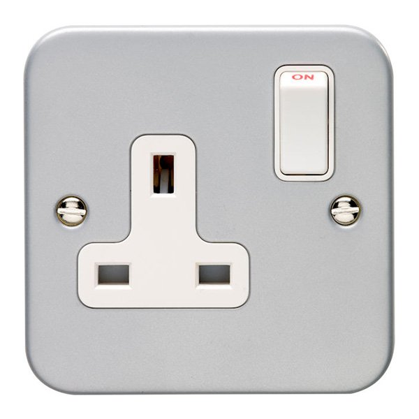 Eurolite Metal Clad 1 Gang 13A DP Switched Socket (MC1SO W) at UKES
