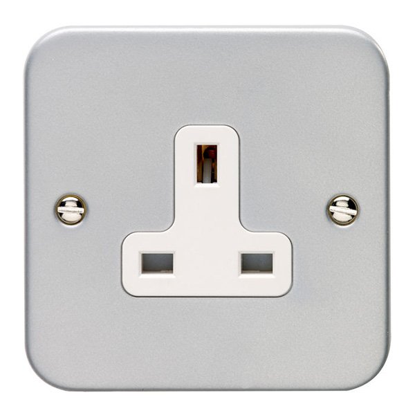 Eurolite Metal Clad 1 Gang 13A Unswitched Socket (MC1USO W) at UKES