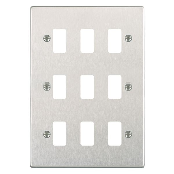 Hamilton Hartland Satin Steel 9 Gang Grid Fix Aperture Plate with Grid ...