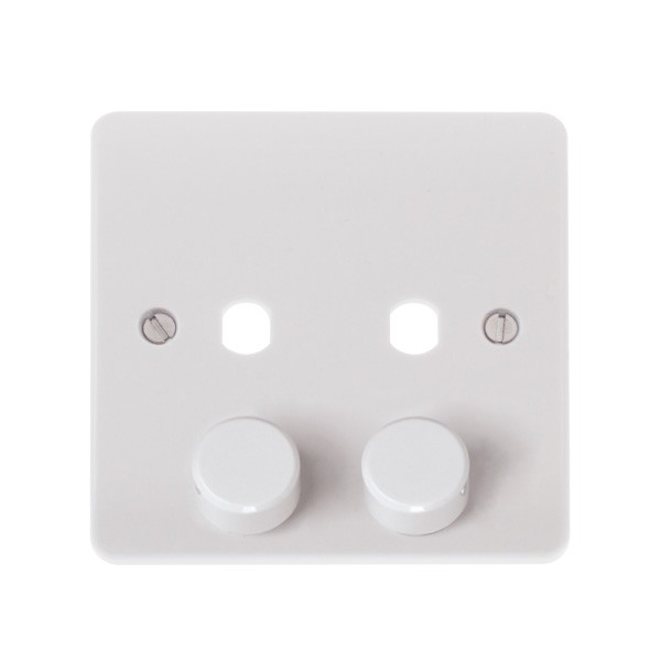 Click Mode White 2 Gang Unfurnished Dimmer Plate with White Knobs | UKES