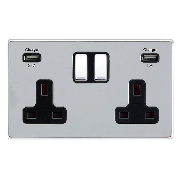 Hamilton Hartland CFX Bright Chrome 2 Gang 13A Double Pole Switched ...