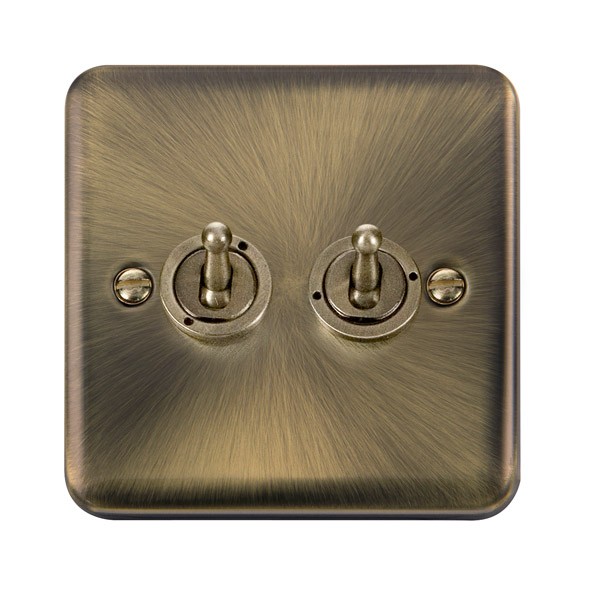 Click Deco Plus Antique Brass 2 Gang 2 Way 10AX Toggle Switch with ...