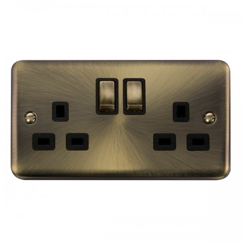 Click Deco Plus Antique Brass 2 Gang 13A Double Pole Ingot Switched ...