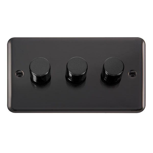 Click Deco Plus Black Nickel 3 Gang 2 Way 400Va Dimmer Switch with ...