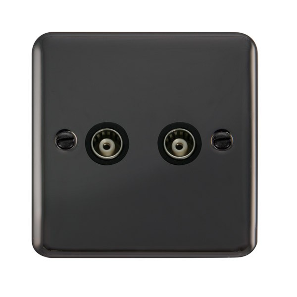 Click Deco Plus Twin Isolated Coaxial Socket (DPBN159BK) at UKES