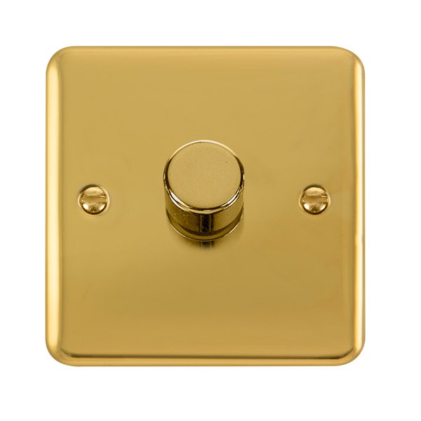 Click Deco Plus Polished Brass 1 Gang 2 Way 400Va Dimmer Switch with ...