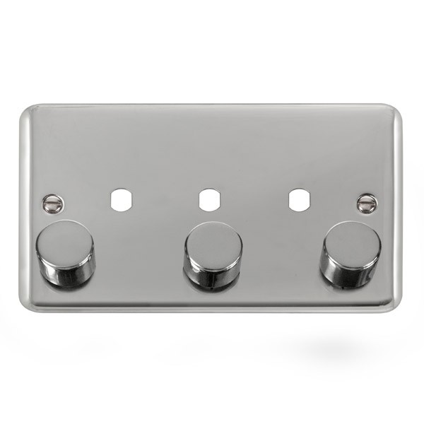 Click Deco Plus Polished Chrome 3 Gang Unfurnished Dimmer Plate with ...