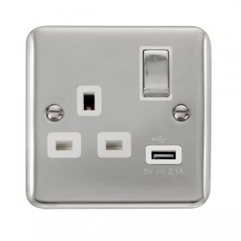 Click Deco Plus Polished Chrome 1 Gang 13A Ingot Switched Socket with ...