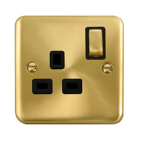 Click Deco Plus Satin Brass 1 Gang 13A Double Pole Ingot Switched ...
