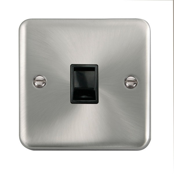 Click Deco Plus Satin Chrome 1 Gang RJ11 Irish/US Telephone Socket with ...