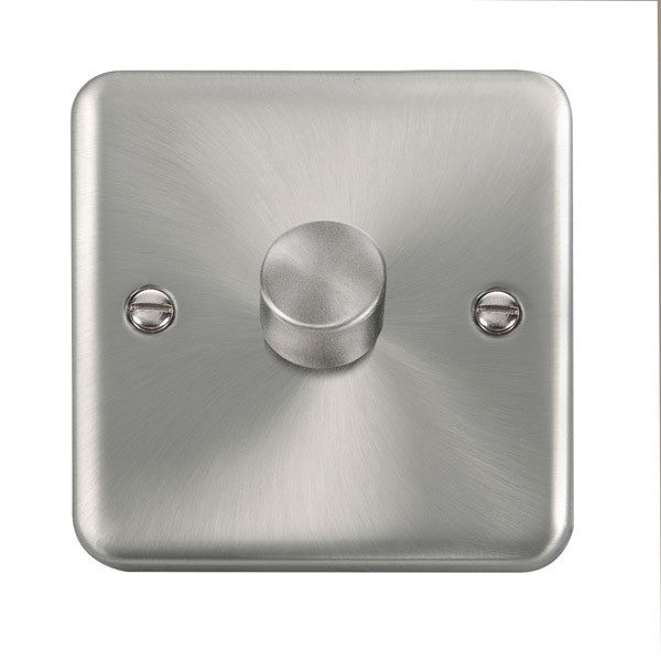 Click Deco Plus Satin Chrome 1 Gang 2 Way 400Va Dimmer Switch with ...