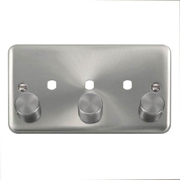Click Deco Plus Satin Chrome 3 Gang Unfurnished Dimmer Plate with Satin ...
