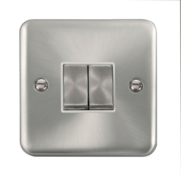 Click Deco Plus Satin Chrome 2 Gang 2 Way 10AX Ingot Switch with Satin ...