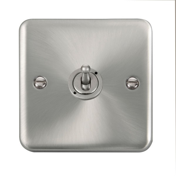 Click Deco Plus Satin Chrome 1 Gang 2 Way 10AX Toggle Switch with Pearl ...