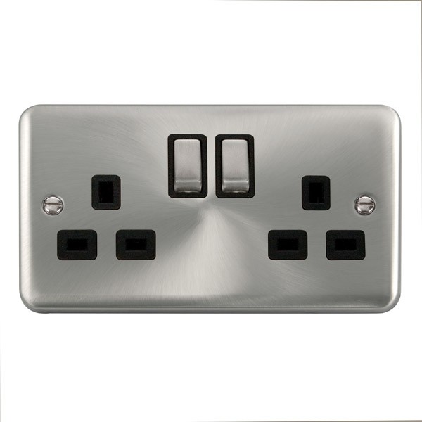 Click Deco Plus Satin Chrome 2 Gang 13A Double Pole Ingot Switched ...