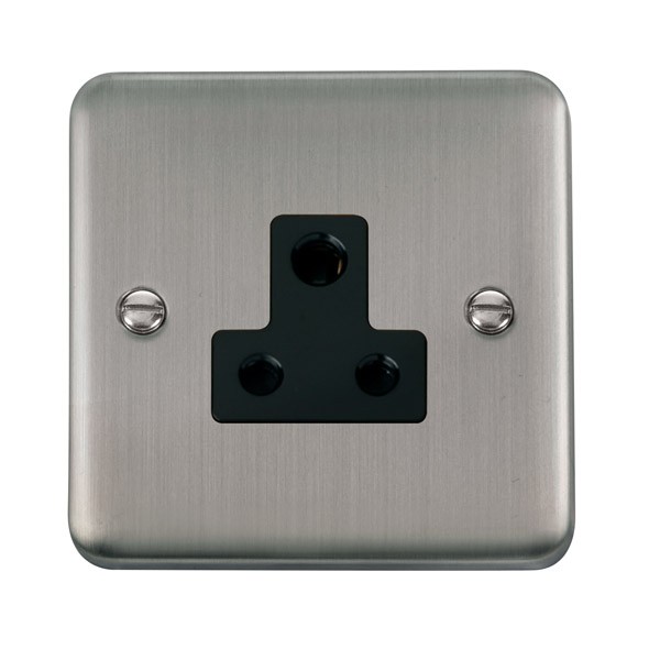Click Deco Plus Stainless Steel 5a Round Pin Unswitched Socket With