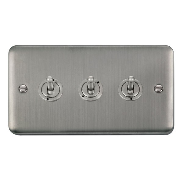 Click Deco Plus Stainless Steel 3 Gang 2 Way 10AX Toggle Switch with ...