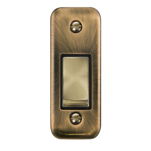Click Deco Plus Antique Brass Single Architrave Switch Kit with Black ...