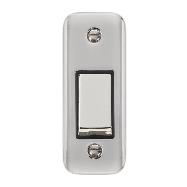 Click Deco Plus Polished Chrome Single Architrave Switch Kit with Black ...