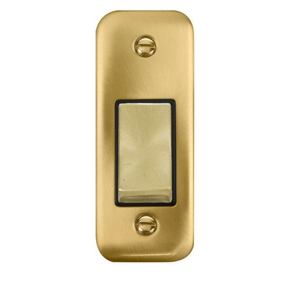 Click Deco Plus Satin Brass Single Architrave Switch Kit with Black ...