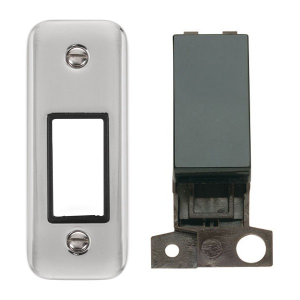 Click Deco Plus Polished Chrome Single Architrave Switch Kit with Black ...