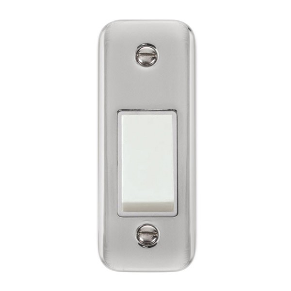 Click Deco Plus Polished Chrome Single Architrave Switch Kit with White ...