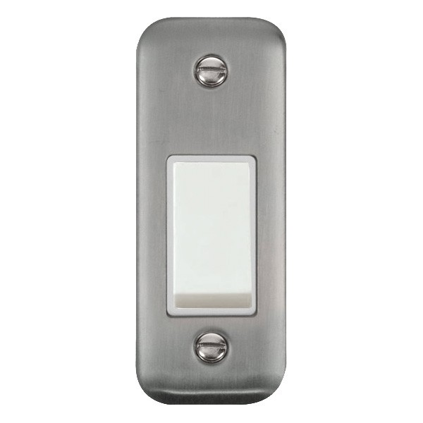 Click Deco Plus Stainless Steel Single Architrave Switch Kit with White ...