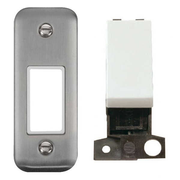 Click Deco Plus Stainless Steel Single Architrave Switch Kit with White ...