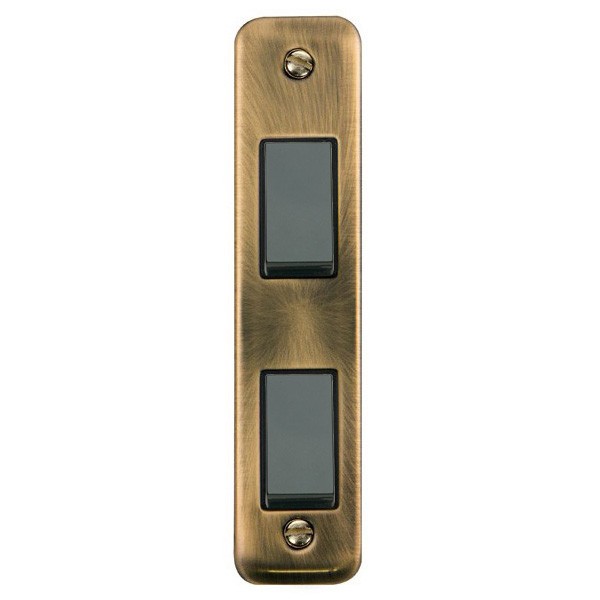 Click Deco Plus Antique Brass Double Architrave Switch Kit with Black ...