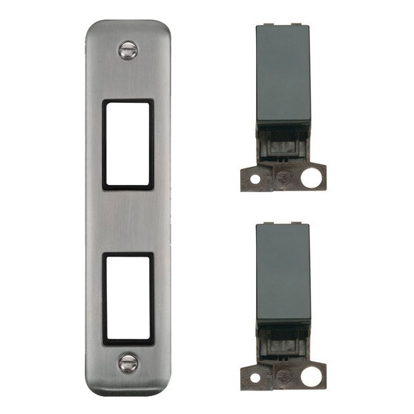 Click Deco Plus Stainless Steel Double Architrave Switch Kit with Black ...