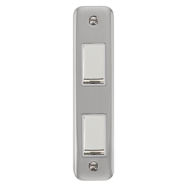 Click Deco Plus Polished Chrome Double Architrave Switch Kit with White ...