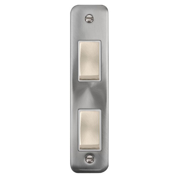 Click Deco Plus Satin Chrome Double Architrave Switch Kit with White ...