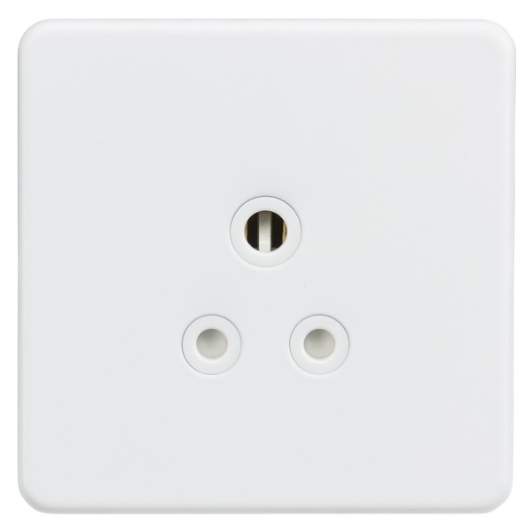 Knightsbridge Screwless Matt White 5A Round Pin Socket (SF5AMW) | UKES