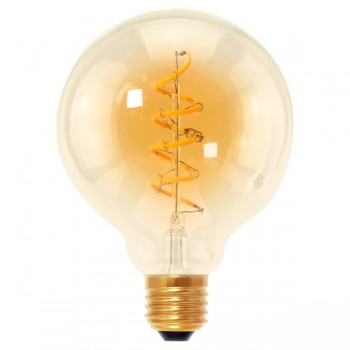 Segula Design Line 4W 2000K Dimmable E27 Golden Globe 95 LED Bulb with Curved Spiral Filament | UKES