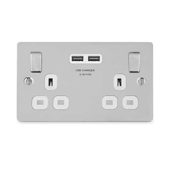 BG Nexus 2 Gang 13A Switched Socket w/ Dual USB (SPC22U3W) at UKES