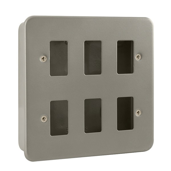 Click Metal Clad GridPro 6 Gang Front Plate & Back Box (CL20506B) | UKES