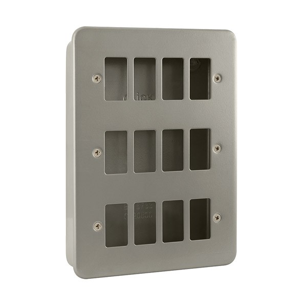 Click Metal Clad GridPro 12 Gang Front Plate & Back Box (CL20512B) | UKES