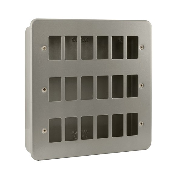 Click Metal Clad GridPro 18 Gang Front Plate & Back Box (CL20518B) | UKES