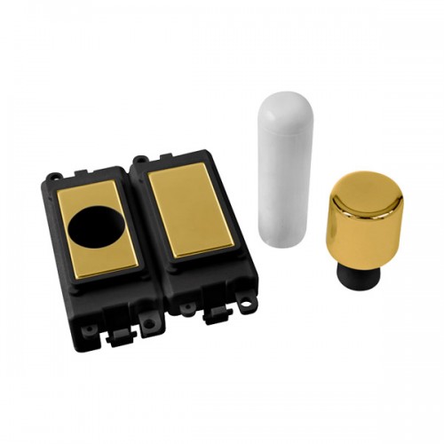 Click GridPro Polished Brass 2 Module Dimmer Mounting Kit with Black ...