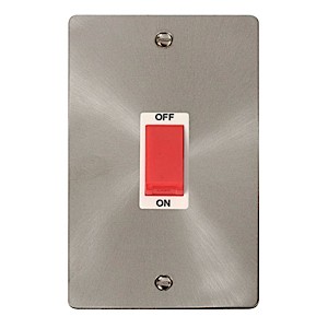 Click Brushed Steel Vertical Plate Cooker Switch with White Insert ...