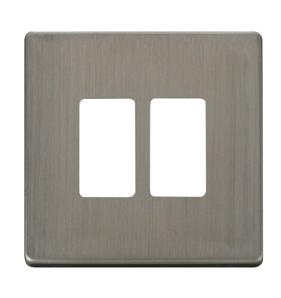 Click Definity Stainless Steel 2 Gang GridPro Frontplate | UKES