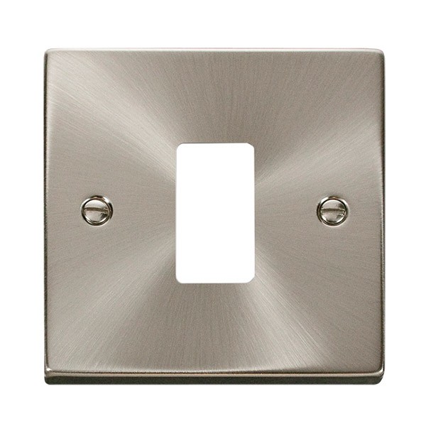 Click Deco Victorian Satin Chrome 1 Gang GridPro Frontplate | UKES