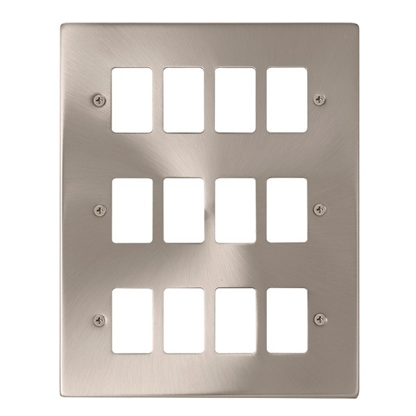 Click Deco GridPro Satin Chrome 12 Gang Front Plate at UKES