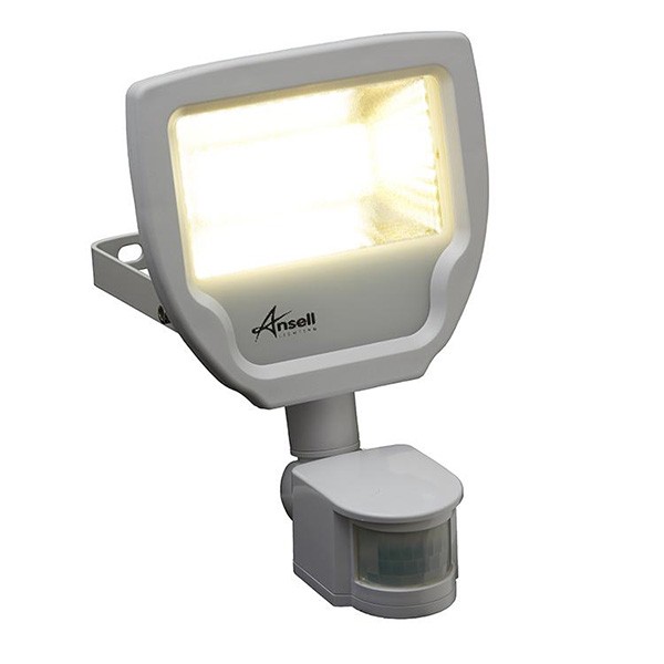 Ansell Lighting Calinor 30W 3000K White LED Floodlight with PIR | UKES