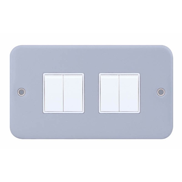 Selectric Metal Clad 4 Gang 10A 2 Way Switch (LG204MB) at UKES