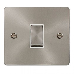 Click Brushed Steel Flat Plate Single Light Switch with Black Insert ...