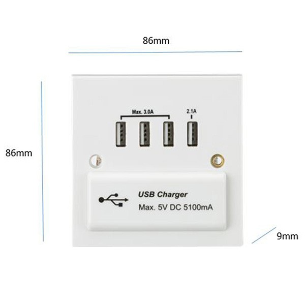 Knightsbridge Standard 1 Gang Quad USB Charger Outlet | UKES