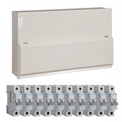 Hager 12 Way Consumer Unit Kit w/ MCBs (VML766H + 10-MCB-KIT) at UKES