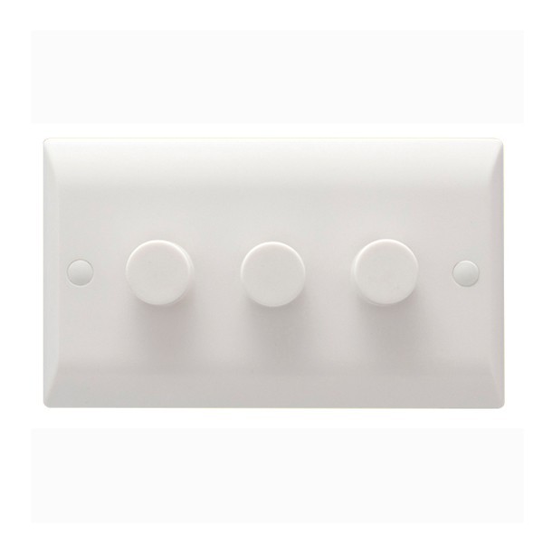 Hamilton Vogue White 3 Gang 100W 2 Way Push On/Off Rotary Switching LED ...